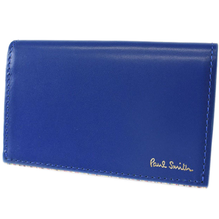【楽天市場】ポールスミス 名刺入れ カードケース メンズ ブランド Paul Smith シグネチャーストライプ ティッピング フラップ 専用箱付 青 ブルー 男性 紳士 本革 BPS670 ...