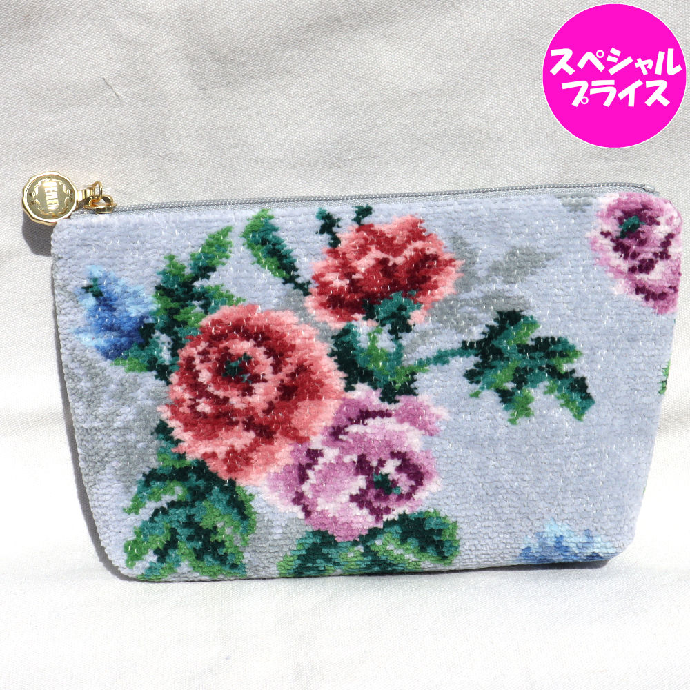 【楽天市場】フェイラー ポーチ コスメポーチ メロウローズ シルバーグレー MLR-232032 MELLOW ROSE 10cm×18 ...