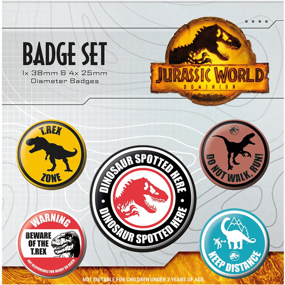 【楽天市場】JURASSIC WORLD ジュラシックワールド - Dominion (Warning Signs) 5個セット / バッジ ...