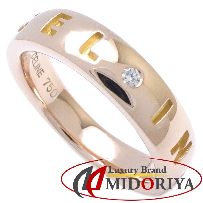 【楽天市場】セリーヌ CELINE ロゴ リング 指輪 1Pダイヤモンド 9号 K18PG ピンクゴールド / 199398【中古】【BJ ...