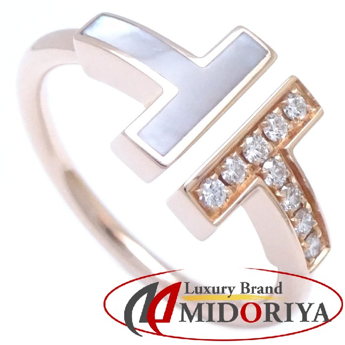 【楽天市場】ティファニー TIFFANY&Co. Tワイヤー リング 指輪 マザーオブパール ダイヤモンド 9号 750PG ピンクゴールド ...