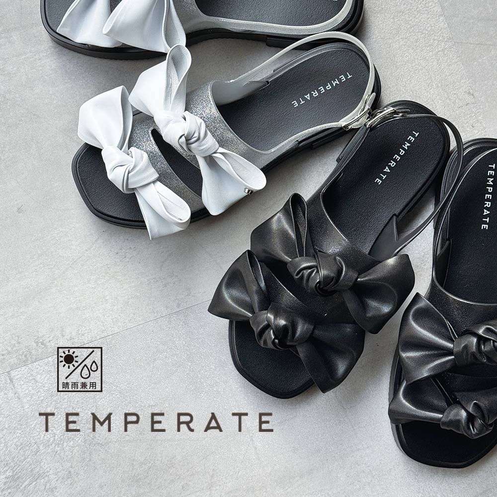 【楽天市場】[10%OFF→7722円]TEMPERATE 【PAMERA】晴雨兼用ダブルリボンサンダル レディース サンダル ストラップ リボン 甲高 足幅広め 防水素材 シルバー ブラック ...