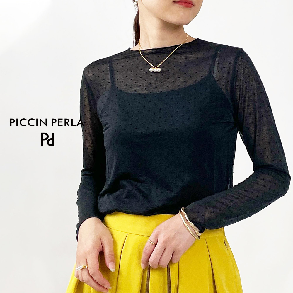 【楽天市場】PICCIN PERLA フロッキードットシアークルーネックカットソー レディース カットソー クルーネック シアートップス ミニドット ドット フロッキードット 水玉 シアー ...