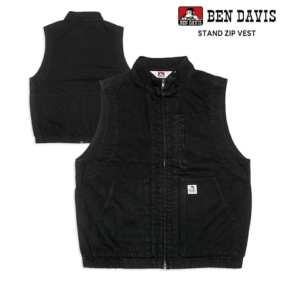 【楽天市場】【即納】BEN DAVIS STAND ZIP VEST【BLACK】大きいサイズ 通販 ベンデイビス ベスト スタンドジップ ...