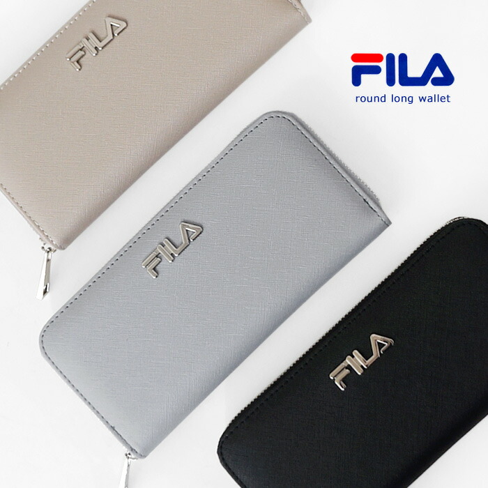 【楽天市場】FILA フィラ ロゴ ブローチ 無地 ラウンド 長財布 シボ 合皮 かわいい おしゃれ シンプル ファスナー / メール便可 ...