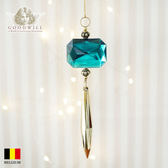 【楽天市場】MO 94194[150079-1]ベルギー GOODWILL(グッドウィル) ジュエルダングルオーナメント ブルー[1]四角形 14cm ヨーロッパ 北欧 クリスマスツリー ...