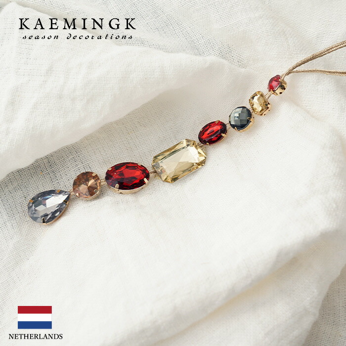 【楽天市場】522909[130085-1]KAEMINGK(カイミング) ラインストーンオーナメント ストラスストーン ドロップオーナメント レッド×グレー [1][Joy]クリスマスツリー ...