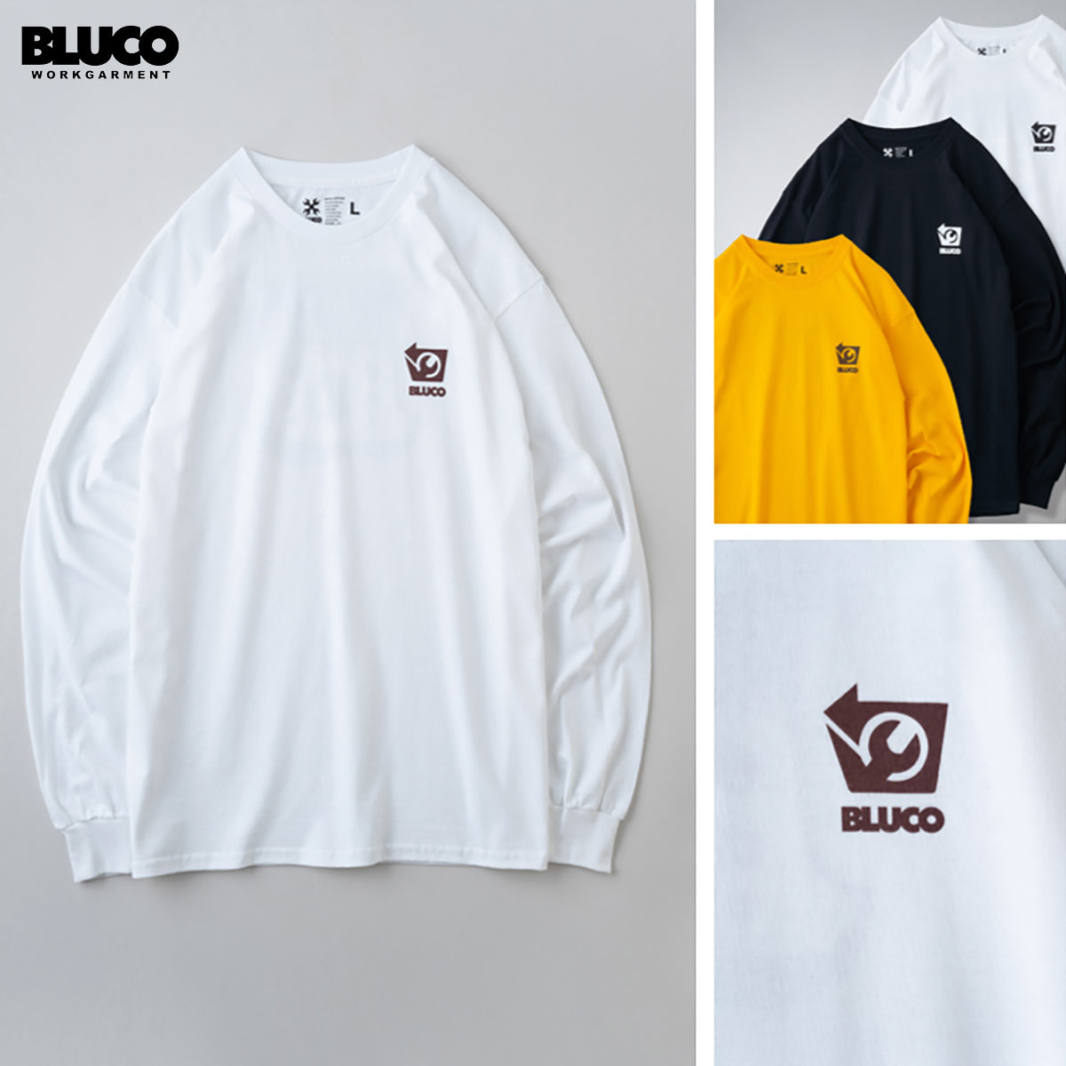 【楽天市場】☆送料無料セールプライス!! BLUCO(ブルコ) OL-1208 PRINT L/S TEE -B- 4色(WHT-BGD ...