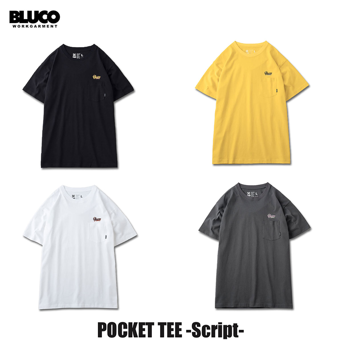 【楽天市場】☆送料無料セールプライス!!☆BLUCO(ブルコ) OL-22-005 POCKET TEE -Script- 4色(BLK ...