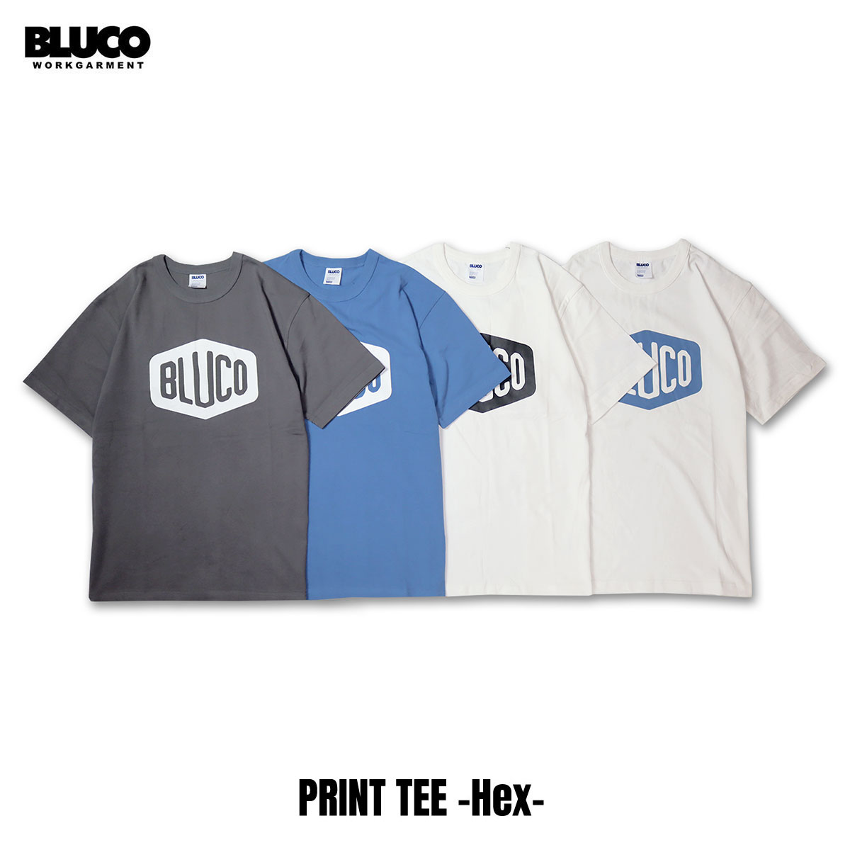 【楽天市場】☆送料無料☆BLUCO(ブルコ) OL-22-007 PRINT TEE -Hex- 4色(CHL/SBLU/WHxBK ...