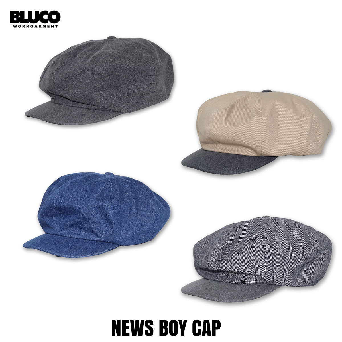 【楽天市場】☆送料無料☆BLUCO(ブルコ) OL-61-033 NEWS BOY CAP 4色(BLACK/BEIGE/INDIGO ...