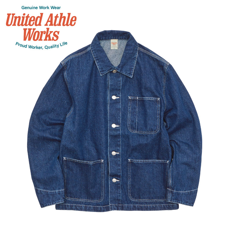 【楽天市場】7455-01 12.0オンス デニム ルーズフィット カバーオール ジャケット デニムジャケット United Athle ...