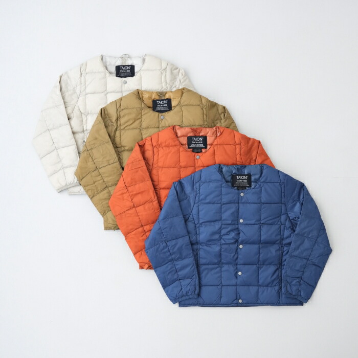 【楽天市場】タイオン ベーシック クルーネックボタン インナーダウンジャケット (TAION-K104) KIDS CREW NECK ...