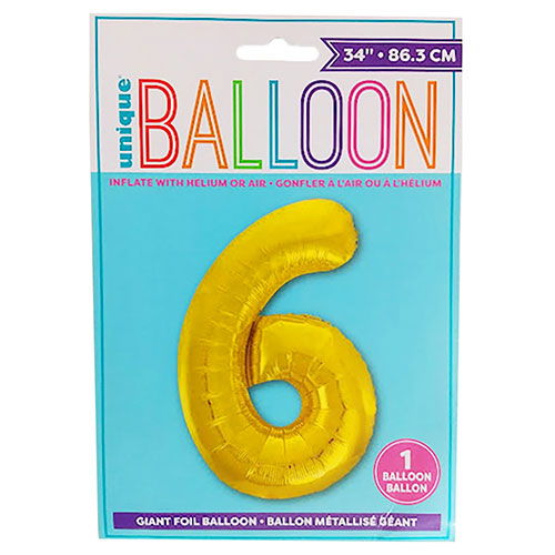 【楽天市場】フォイル ナンバーバルーン ( #6 ゴールド ) 34" 86.3cm 16068 風船 数字 数 ナンバー 大きい 誕生日 ...