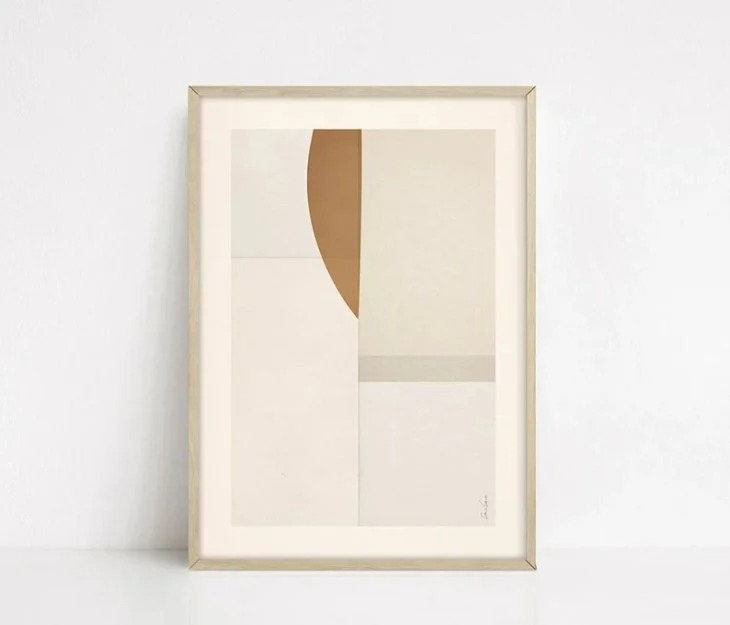 【楽天市場】【50x70cm】CARO CARO PRINTS - Cream & Brown Textured Art Print ...