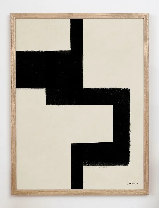 【楽天市場】【30x40cm】CARO CARO PRINTS - Beige and Black Art Print (ABST-09 ...