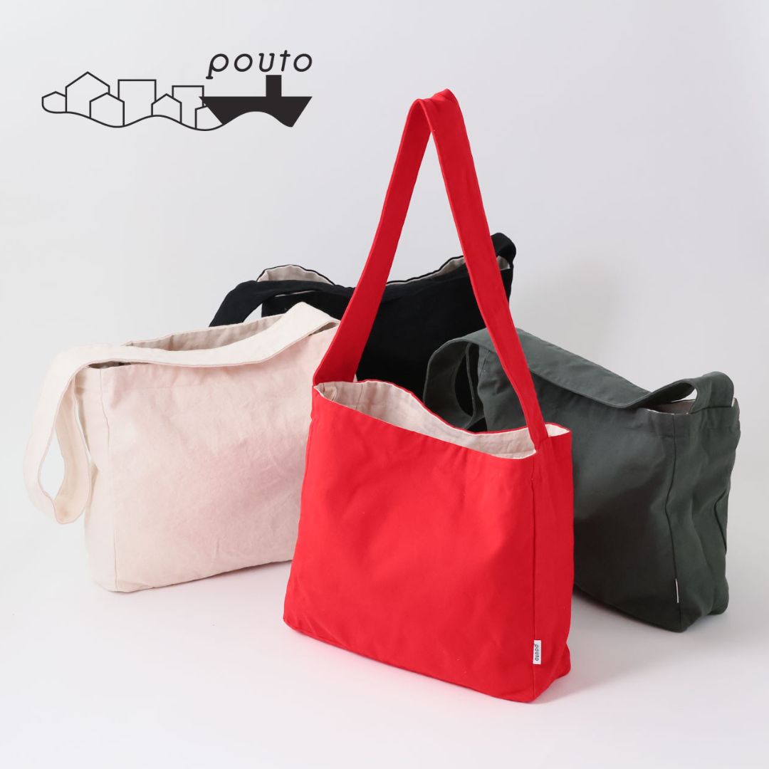 【楽天市場】pouto バッグ ショルダーバッグ レディース 大容量 軽量 肩掛け マチあり 手持ちバッグ メンズ キャンバス 通学 通勤 ...