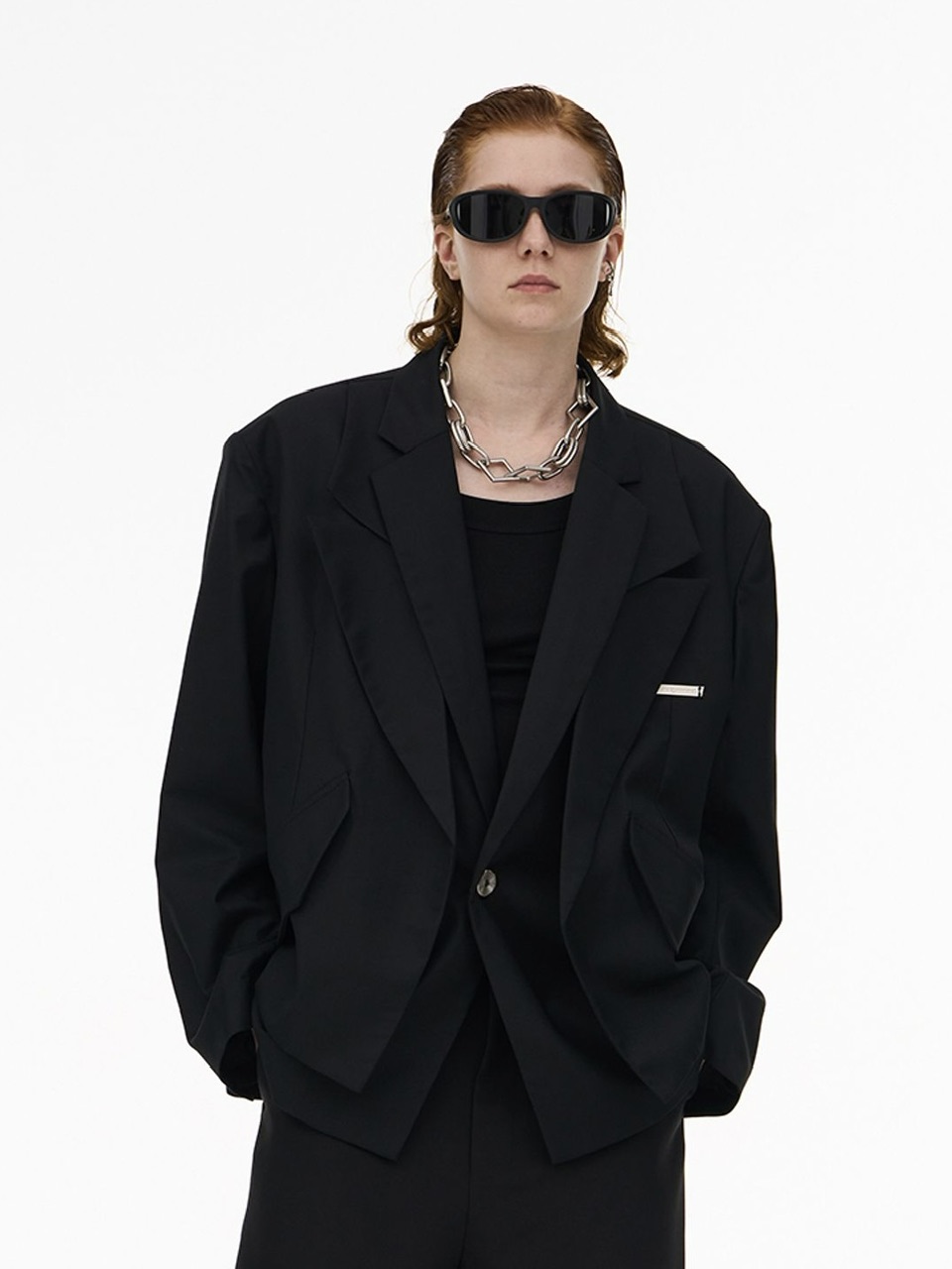 【楽天市場】正規品 【 MODITEC M dual neck structure suits 】 モディテック Mデュアルネックストラクチャースーツ デニム ジャケット オーバーサイズ ...