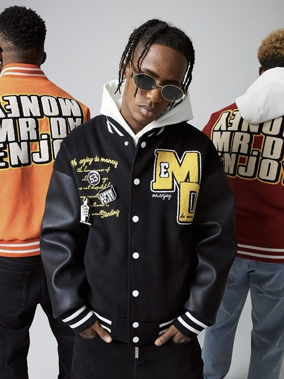 【楽天市場】正規品【 MR. ENJOY DA MONEY MEDM BASIC BASEBALL JACKET 】 ミスターエンジョイダ ...