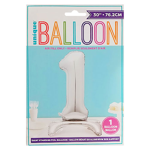 【楽天市場】フォイル ナンバーバルーン スタンディング ( #1 シルバー ) 30" 76.2cm 16058 風船 数字 数 ナンバー ...