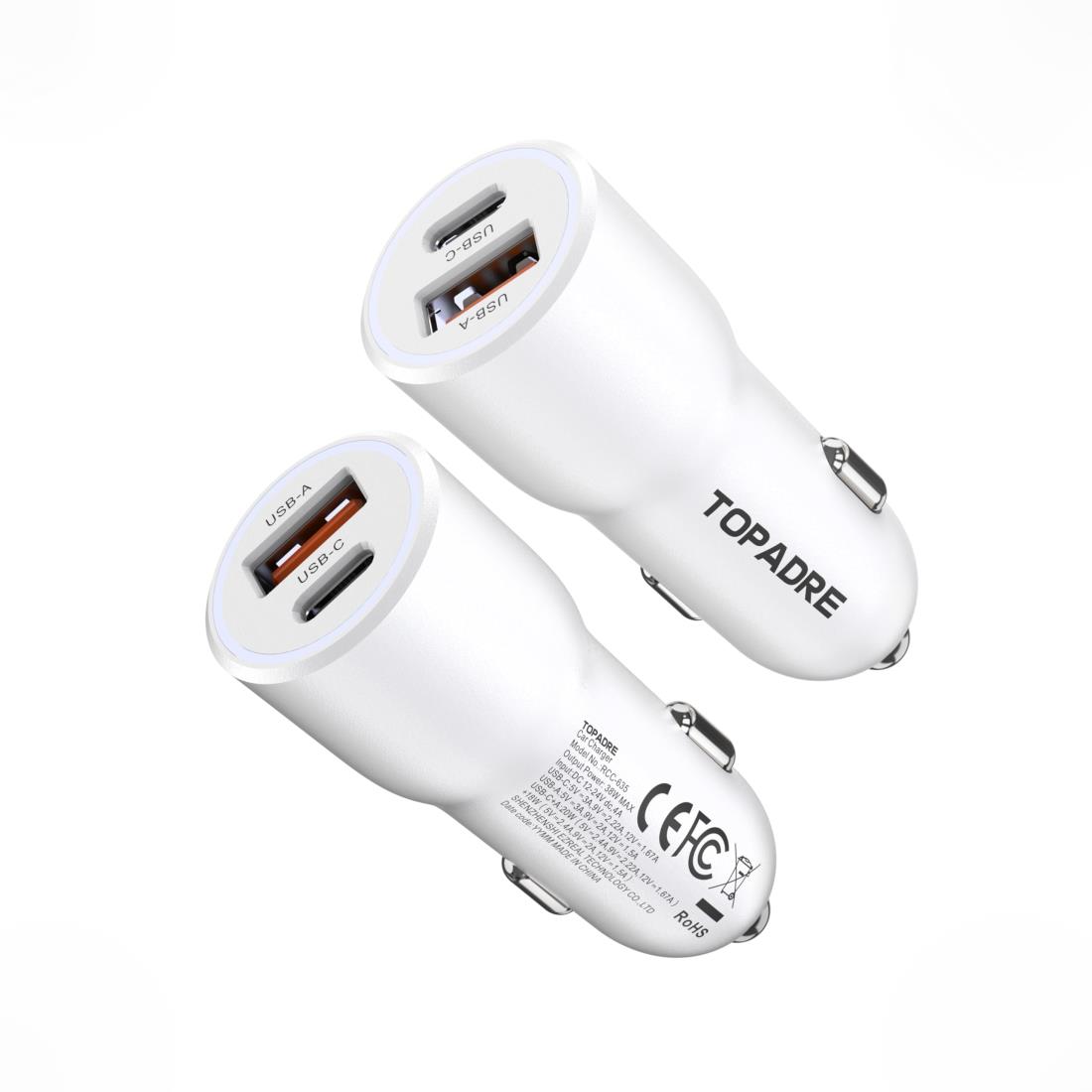 【楽天市場】TOPADRE シガーソケット USB-C 2ポート PD3.0/QC4.0 38W 車 充電器 シガーソケット USB A ...