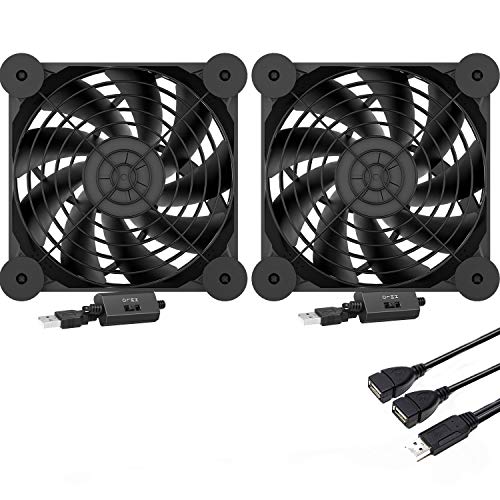 【楽天市場】【送料無料】upHere 12cm USB冷却ファン USB扇風機 ミニ送風機 PCケースファン 2基連結 900-1300RPM ...