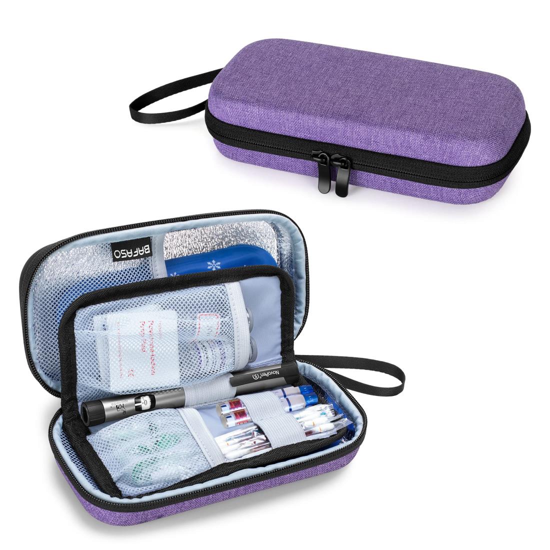 【楽天市場】BAFASO インスリンケース インスリン注射用品収納 ハードケース 断熱アルミホイル裏地 (保冷剤なし) 紫：プライムプラス 楽天市場店