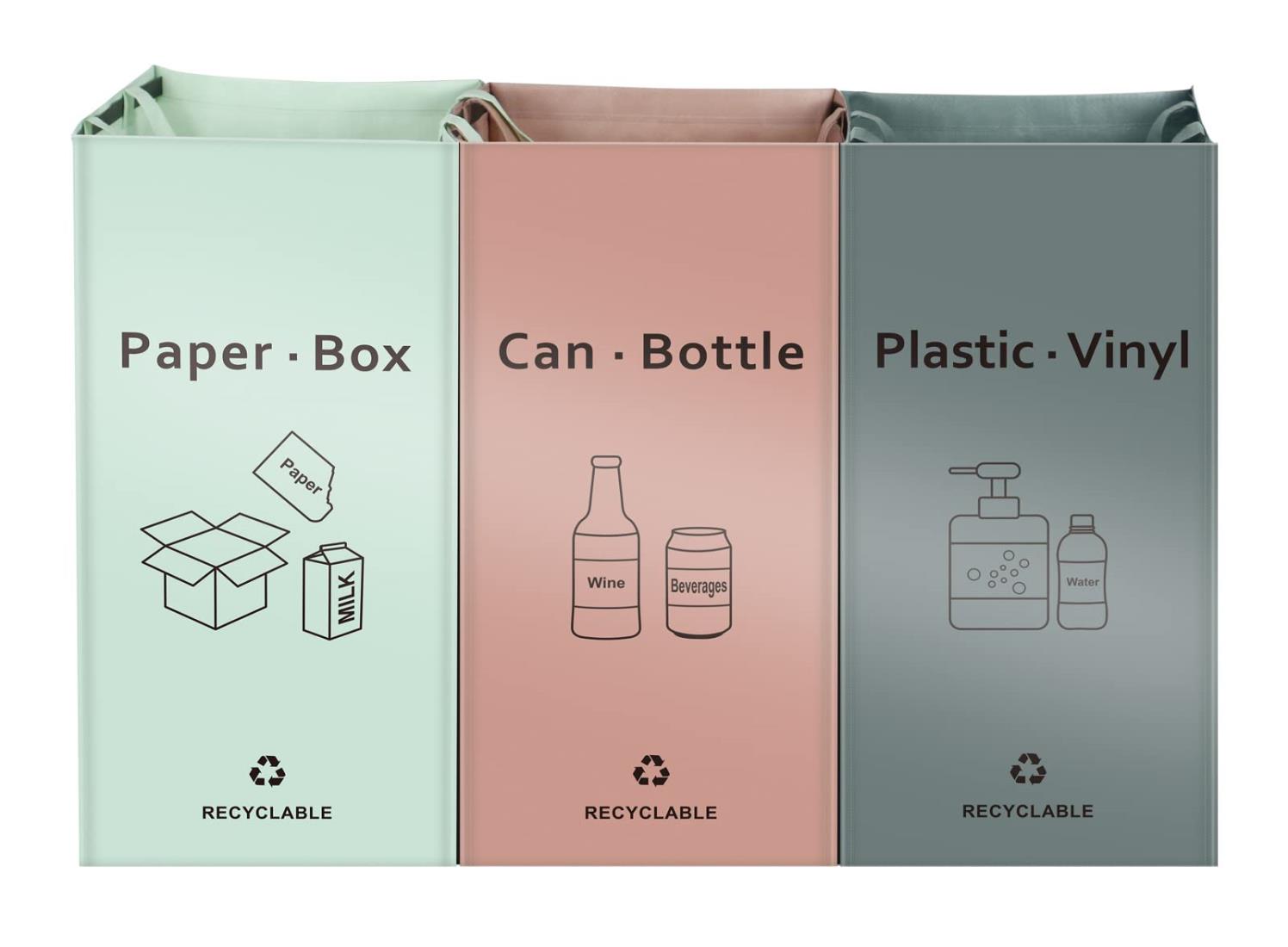 【楽天市場】Bomei Pack 個別リサイクルごみ箱バッグ キッチン用 ホーム用 - リサイクルビン ピンク グレー ライトグリーンカラー ...