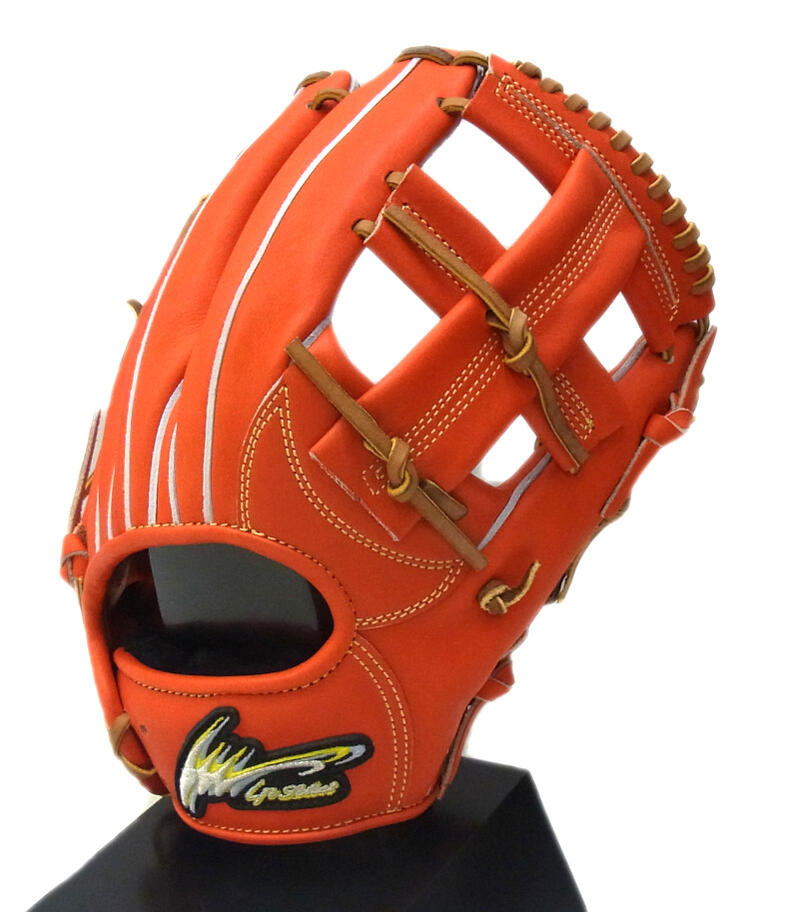 【楽天市場】【手もみ 加工済み】ip select (アイピーセレクト) 一般硬式グラブ プログレスコレクション 内野手用（オールポジション） 赤オレンジ×タン Ip.047-Pc ...