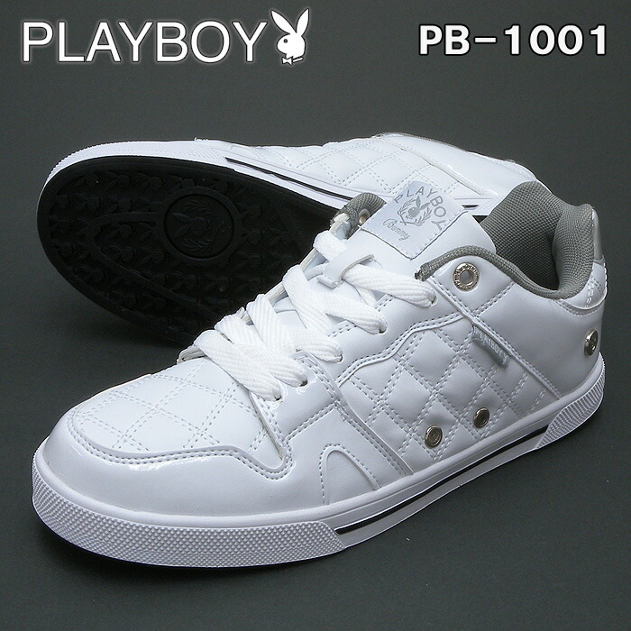 【楽天市場】PLAYBOY Bunny プレイボーイ バニー レディース スニーカー PB-1001 ホワイト/シルバー 入学準備 ...