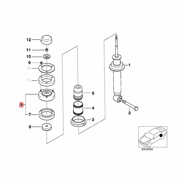 【楽天市場】febi bilstein製 BMW E38 E39 リア/リヤ ショックアッパーマウント/ストラットマウント 左右共通 片側 ...