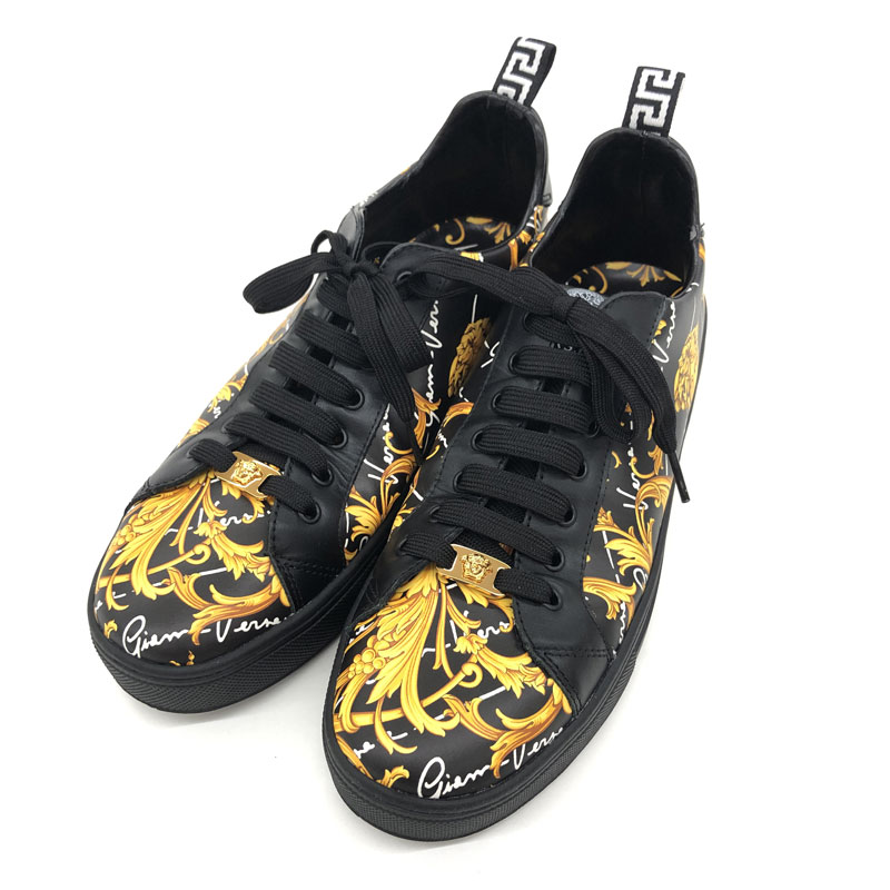 【楽天市場】美品 ヴェルサーチ VERSACE レガリア バロック柄 42 スニーカー レザー ブラック ゴールド P12512 【中古 ...