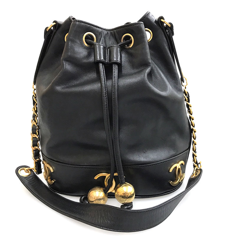 【楽天市場】美品 シャネル CHANEL トリプルココ 巾着 ココボール ポーチ付き ショルダーバッグ レザー ブラック ...