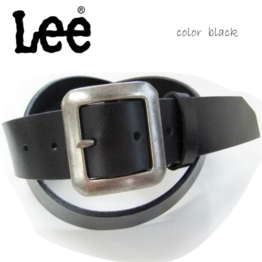 【楽天市場】送料無料 在庫限り Lee レザーベルト メンズ レディース 牛革 40mm スクエアーギャリソンベルト サイズ調節可能 帯の裏に ...