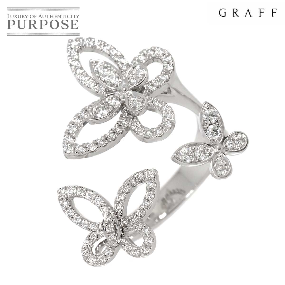 【楽天市場】【新品同様】 グラフ GRAFF トリプル バタフライ シルエット 10号 リング ダイヤ K18 WG ホワイトゴールド 750 指輪 Diamond Ring【証明書付き ...