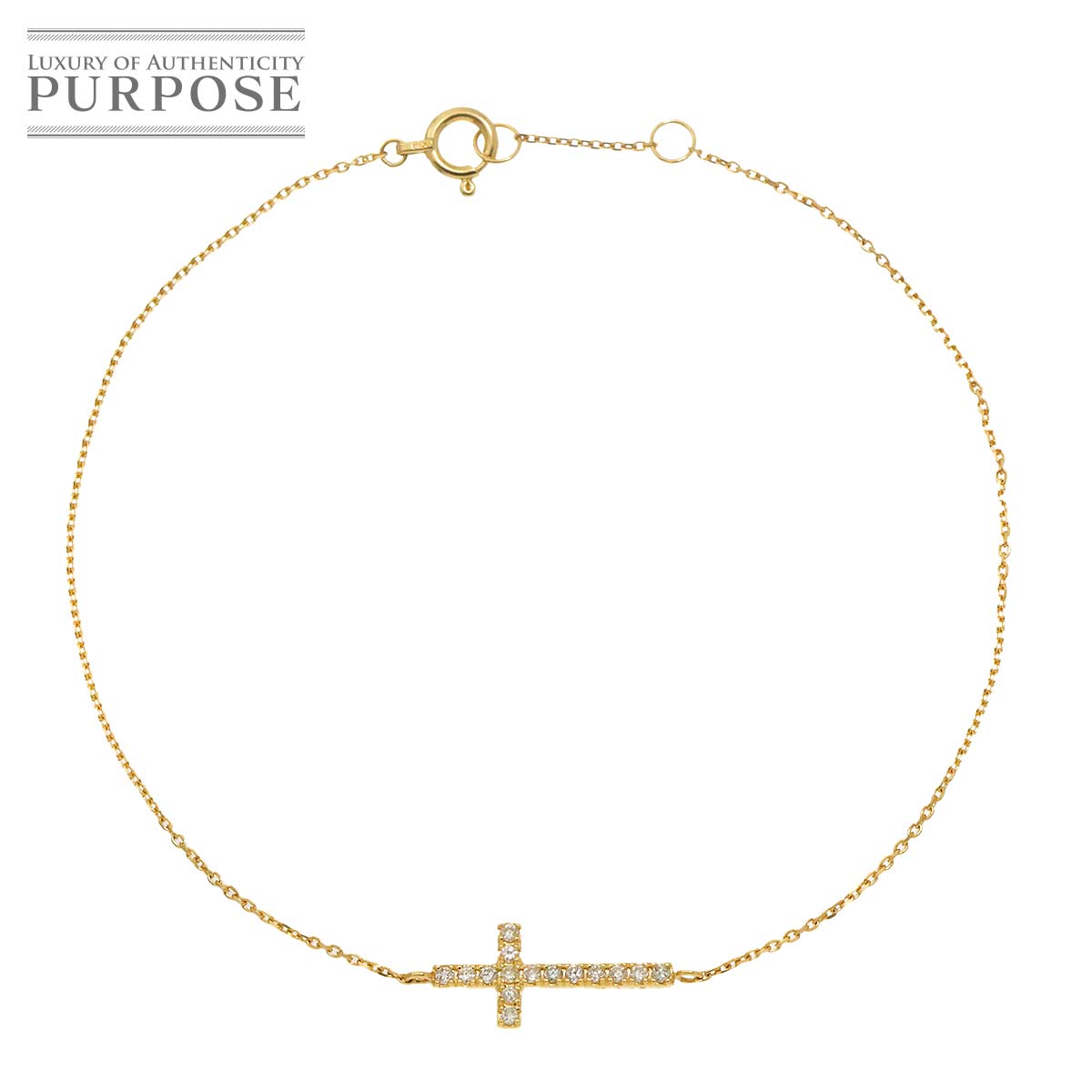 【楽天市場】【新品仕上げ】 ダイヤ 0.12ct K18 YG ブレスレット 19cm イエローゴールド 750 Diamond Bracelet 【中古】：VINTAGE LOVER PURPOSE