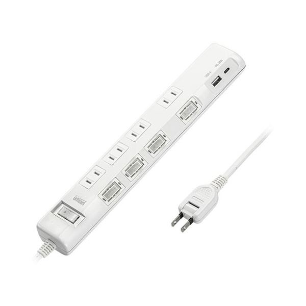 【楽天市場】サンワサプライ 節電タップ 2P形状 6個口 3m ホワイト TAP-B108UC-3W：QUOLI
