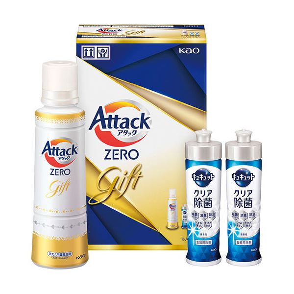 【楽天市場】花王 アタックZEROギフト キュキュットクリア除菌(240ml)×2、アタックZERO(580g)×1 B1057609：QUOLI