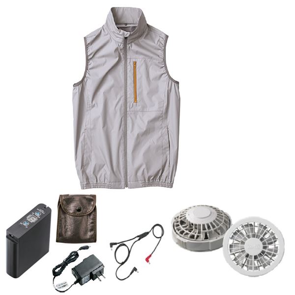 【楽天市場】KU92140 空調服 R ポリエステル製 遮熱 タチエリ ベスト FAN2200G・RD9261・LIPRO2セット シルバー 3L：QUOLI