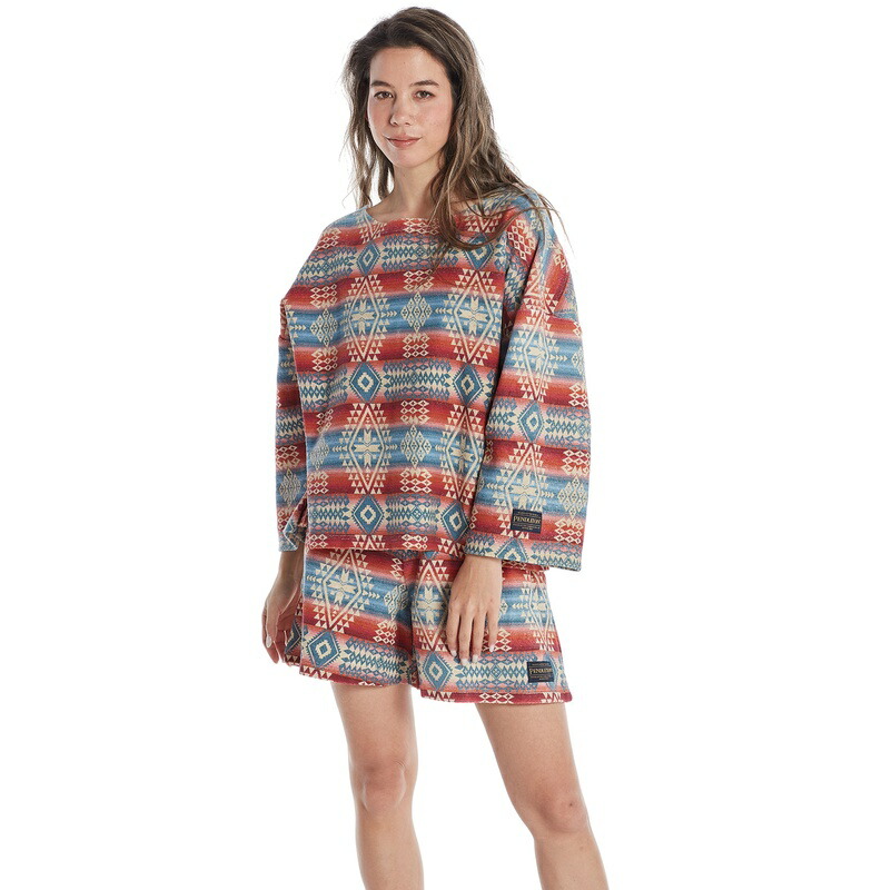 【楽天市場】【ROXY x PENDLETON】TOPS UVカット クロップド丈 トップ クルー プルオーバー スウェット ...