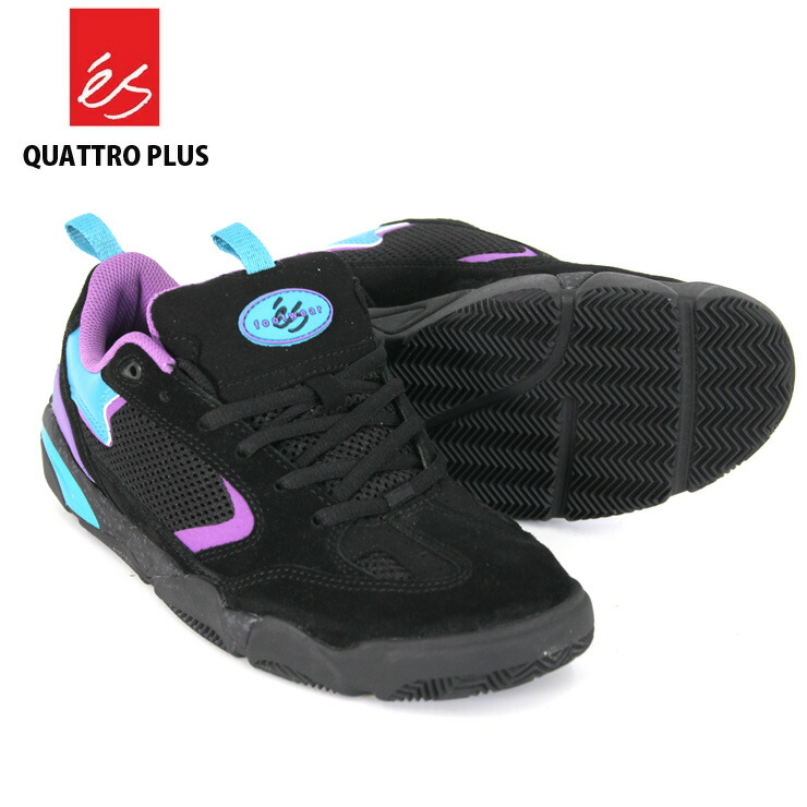 【楽天市場】エス スケート シューズ クアトロ プラス es QUATTRO PLUS BLK/TEAL SKATE SHOES スニーカー ...