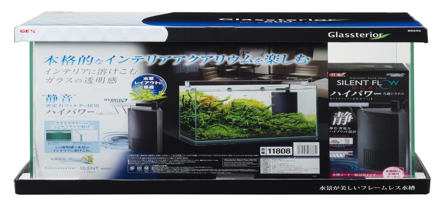【楽天市場】ジェックス GEX AQUARIUM グラステリアサイレント600ST 静音フィルター付 水槽3年保 証フレームレス水槽W60×D30×H36cm 約57L：セレクトショップ RST