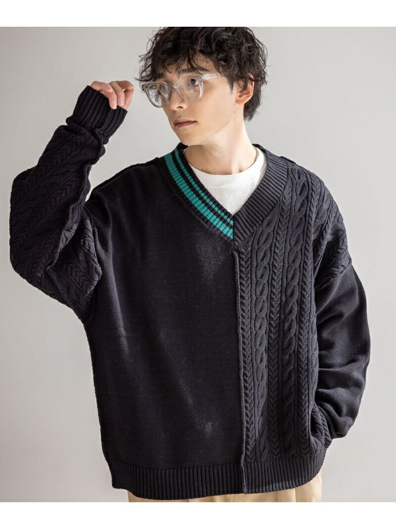 【楽天市場】【SALE／60%OFF】(M)チルデンVキリカエニット RAGEBLUE レイジブルー トップス ニット ブラック ホワイト【RBA_E】[Rakuten Fashion ...