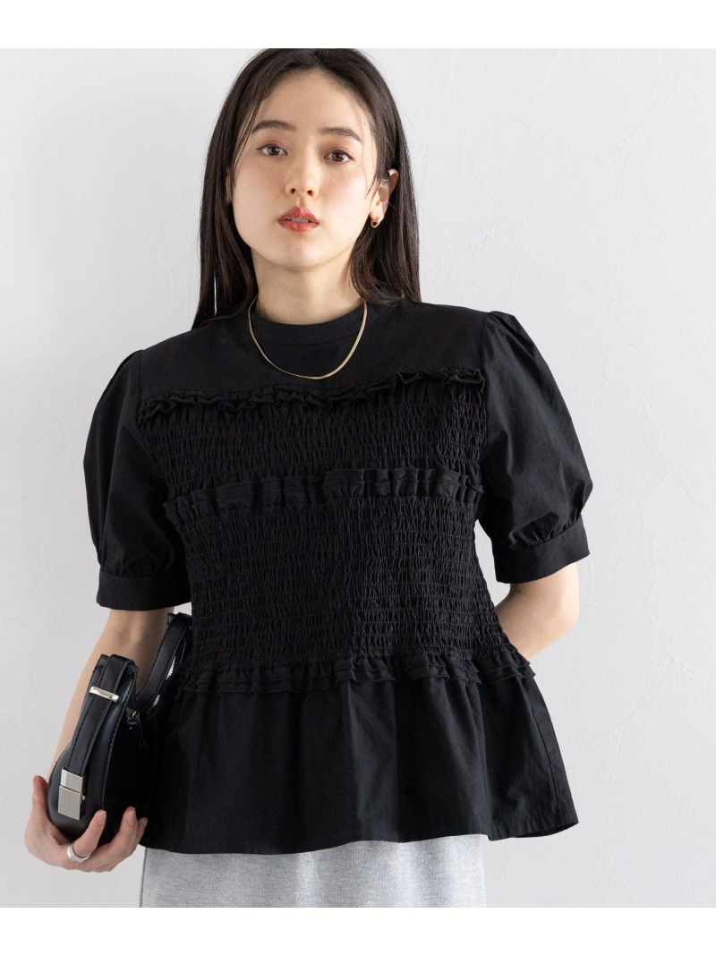 【楽天市場】＜先行予約＞【WOMENS】パフスリーブ/ペプラムシャーリングブラウス RAGEBLUE レイジブルー トップス シャツ・ブラウス ブラック ホワイト【先行予約】*【送料無料 ...