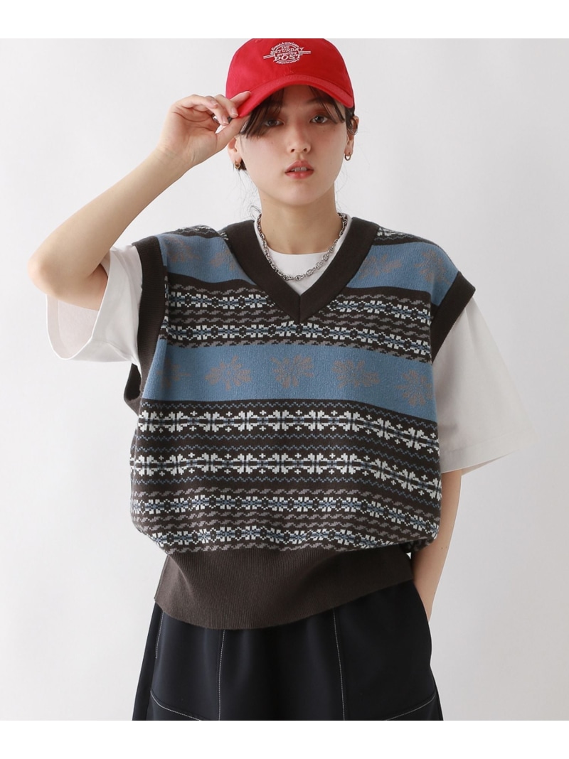 【楽天市場】【WOMENS】フラワージャガード柄/Vネックニットベスト RAGEBLUE レイジブルー トップス ニット ベージュ グレー【送料無料】[Rakuten Fashion ...