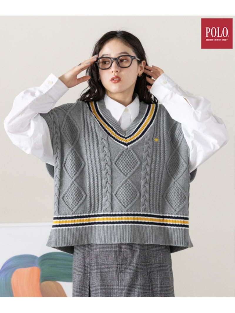 【楽天市場】＜POLO BCS/ポロ・ビーシーエス＞別注Vネック/ラインニットベスト RAGEBLUE レイジブルー トップス ベスト・ジレ ネイビー ホワイト グレー【送料無料 ...