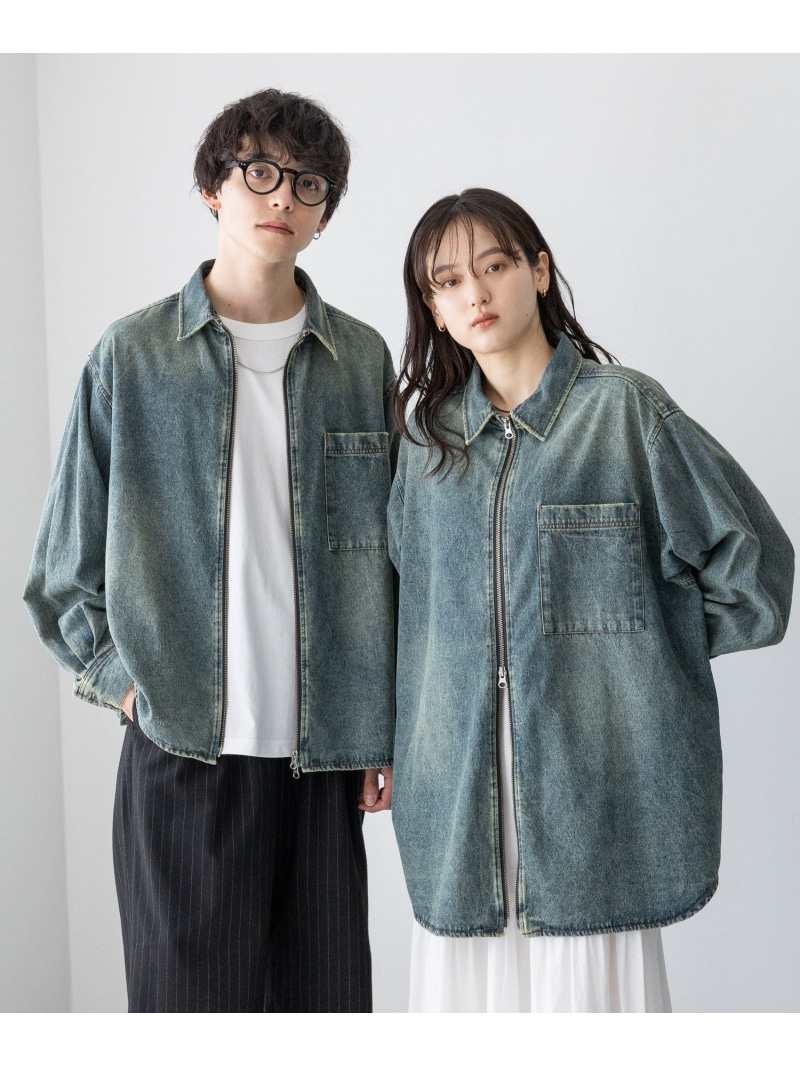 【楽天市場】選べる着丈/Wジップオーバーダイ加工デニムルーズシャツ RAGEBLUE レイジブルー トップス シャツ・ブラウス ブラック ブラウン ブルー【送料無料】[Rakuten ...