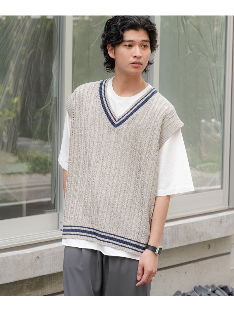 【楽天市場】透かし編み/チルデンVネックニットベスト RAGEBLUE レイジブルー トップス ニット ネイビー グリーン ホワイト【送料無料】[Rakuten Fashion ...