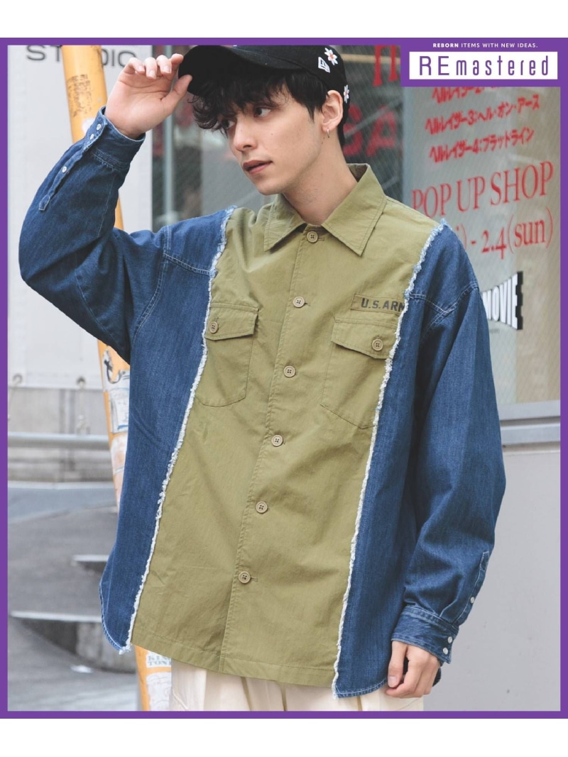 【楽天市場】【SALE／40%OFF】【REmastered】ミリタリーデニムドッキングルーズシャツ RAGEBLUE レイジブルー トップス シャツ・ブラウス ブラック【RBA_E】【送料 ...