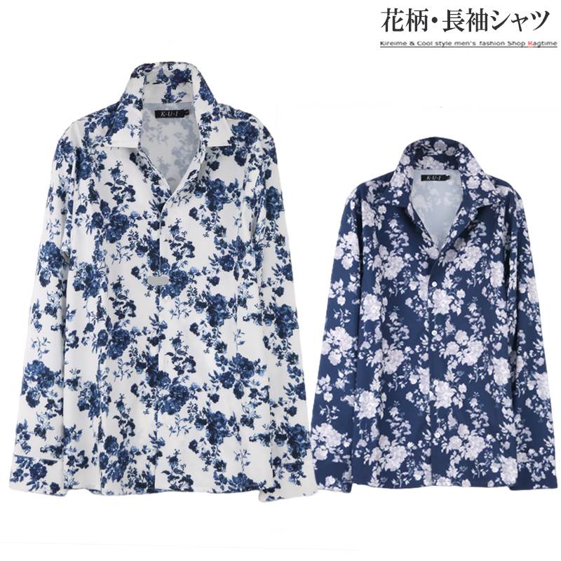 【楽天市場】花柄シャツ メンズ サマーシャツ 長袖 総柄 ストレッチ 薄手 さらさら おしゃれシャツ 柄シャツ K020624-06：Ragtime